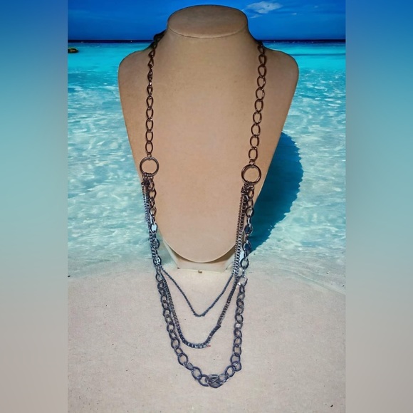 Jewelry | Vintage Black Gunmetal Chain Triple Swag 28 Necklace | Poshmark